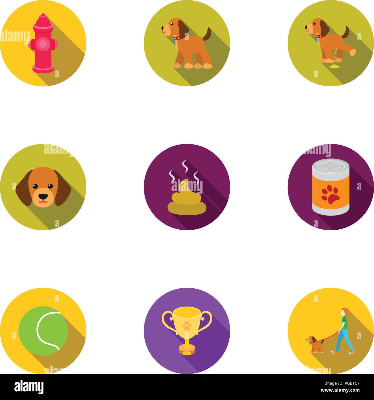 Dog equipment set icons in flat style. Big collection dog equipment ...