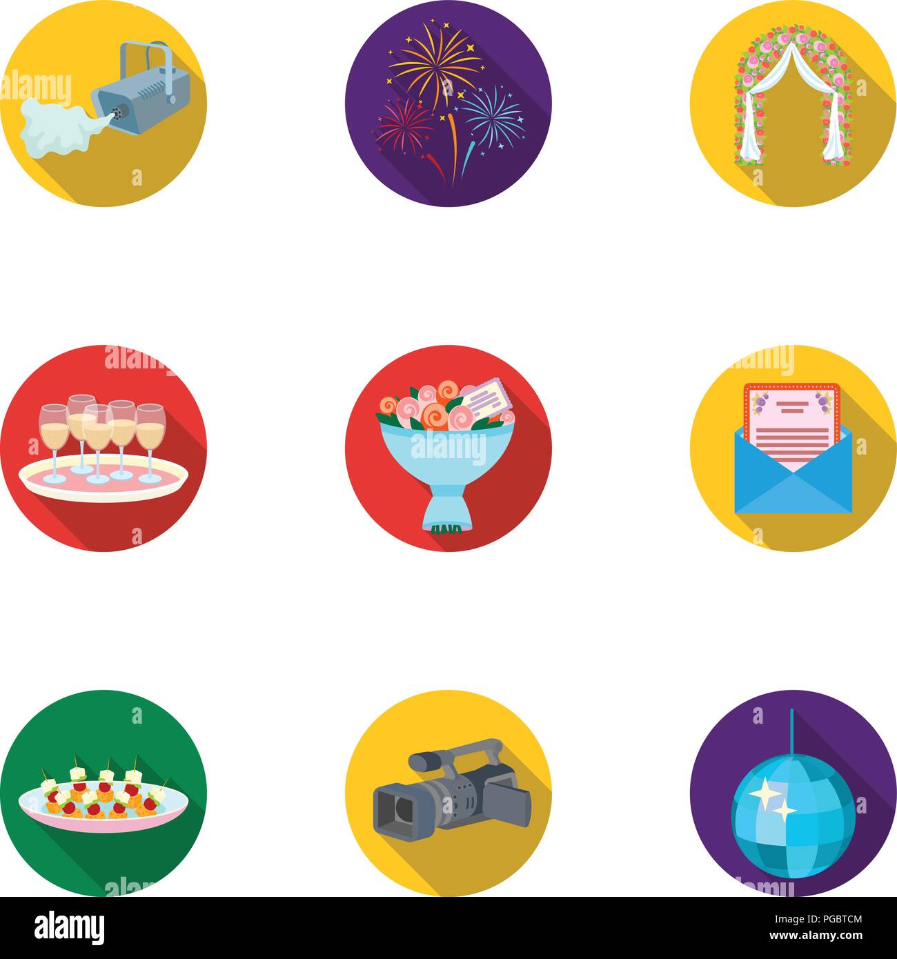 Event service set icons in flat design. Big collection of event service ...