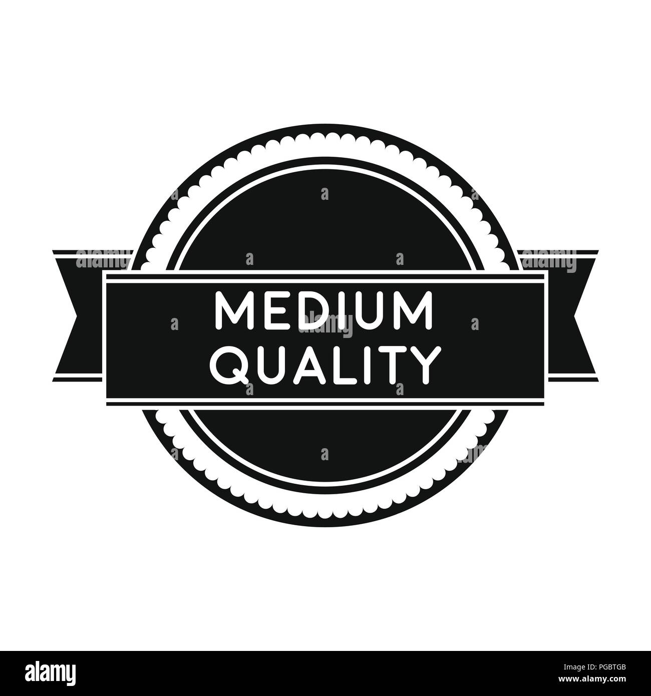 Medium quality icon in black style isolated on white background. Label ...