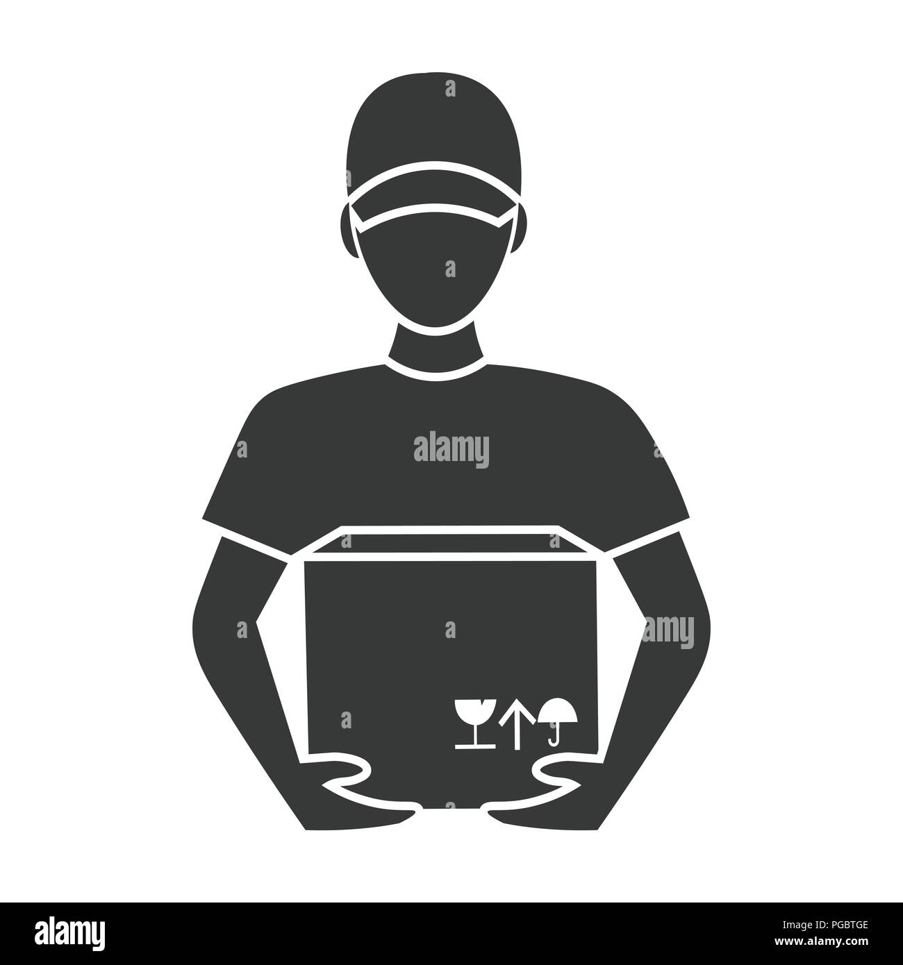Courier icon in black style isolated on white background. Logistic ...