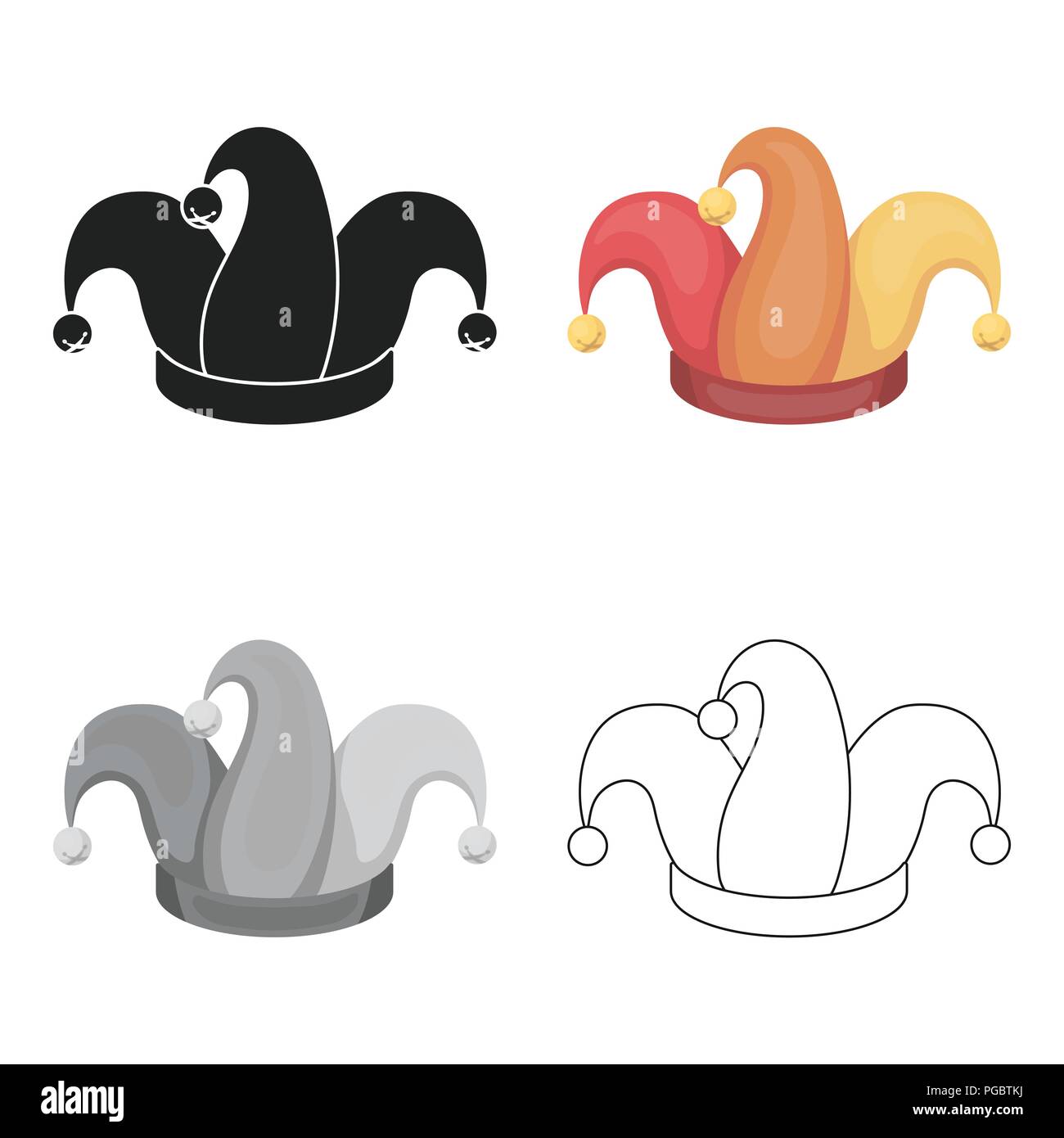 Jester's cap icon in cartoon style isolated on white background. Hats ...