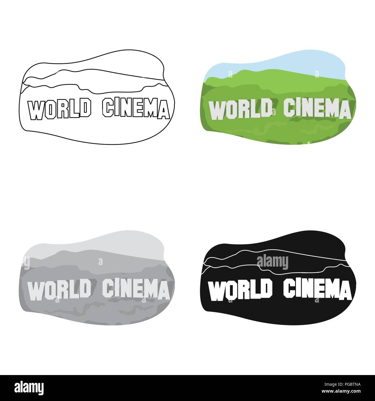 World cinema sign icon in cartoon style isolated on white background ...