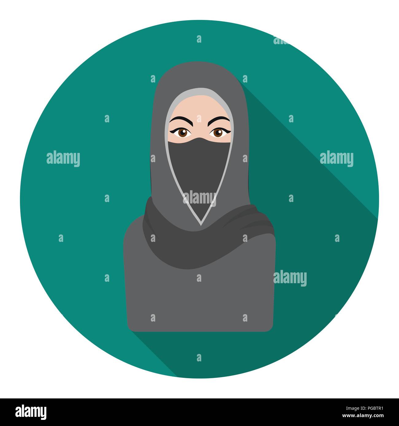 Niqab icon in flat style isolated on white background. Religion symbol ...