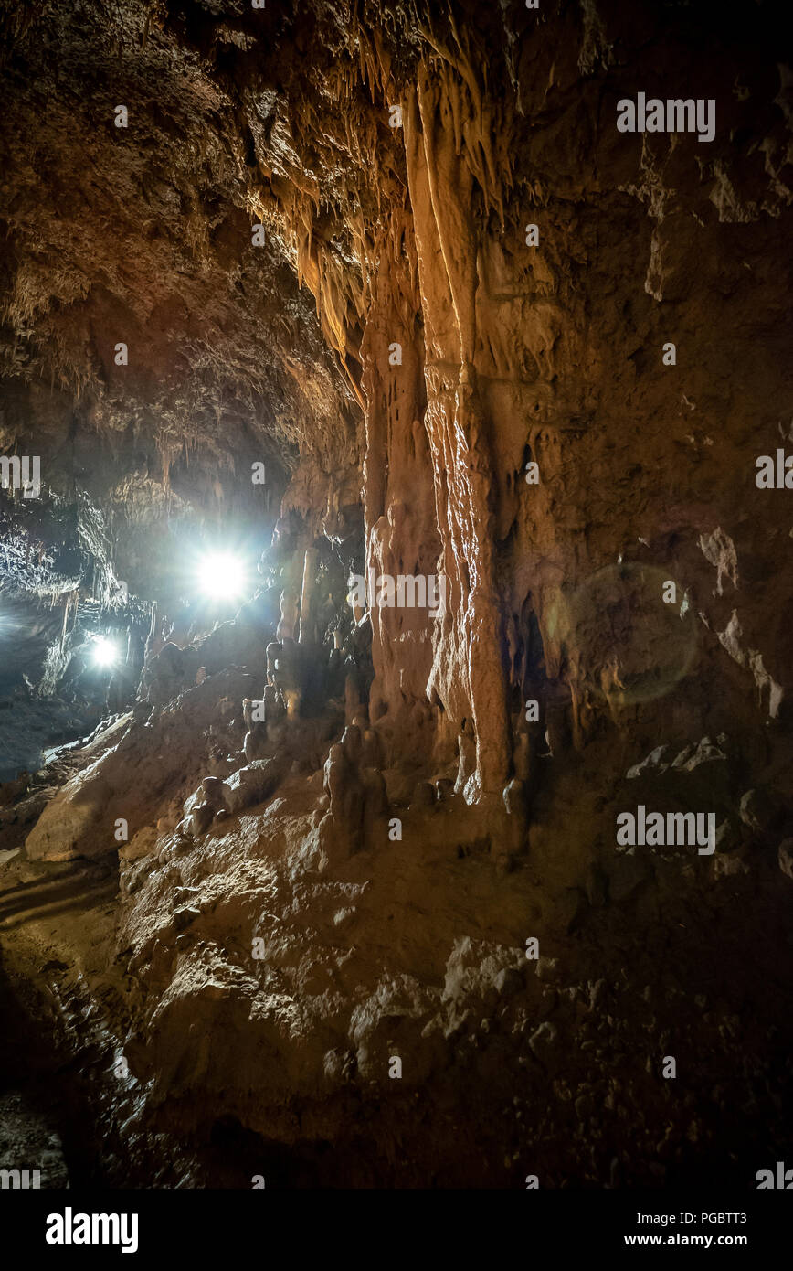 Close up of big dropstones. Inside cave scene Stock Photo - Alamy
