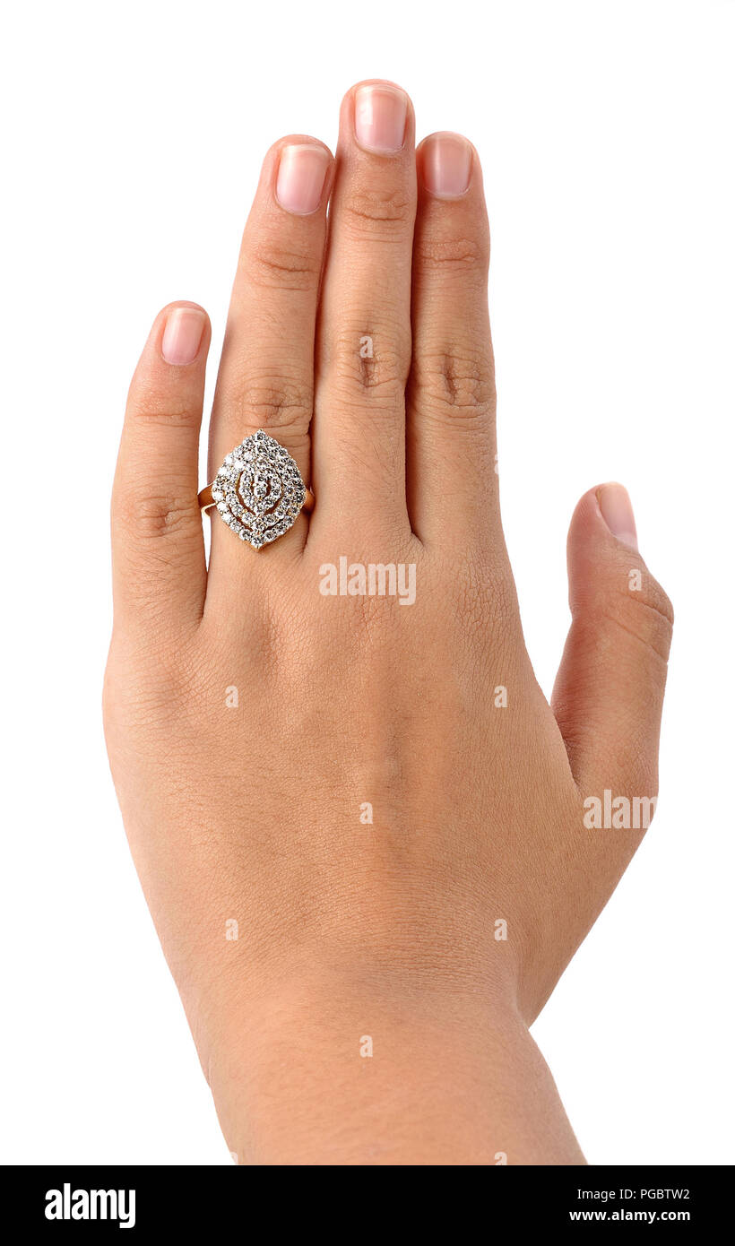 Ring in hand woman isolate on white background Stock Photo - Alamy
