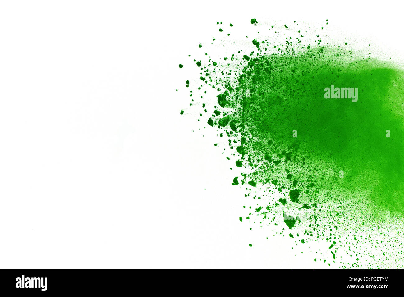 Freeze motion of Green powder exploding on white background Stock Photo ...