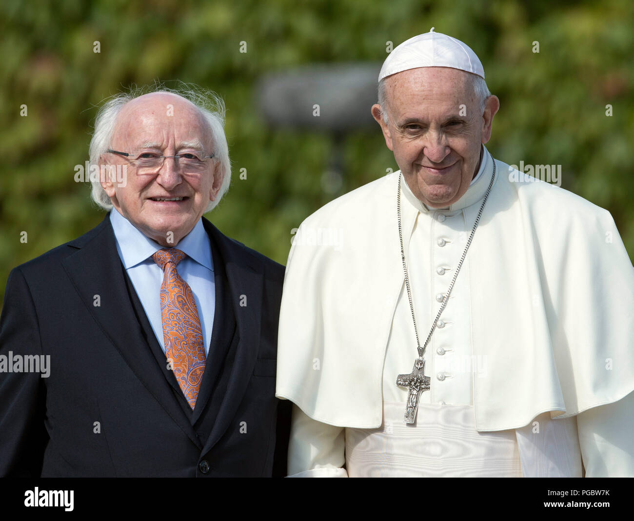 Pope Francis arrives for a meeting with Irish President Michael D ...