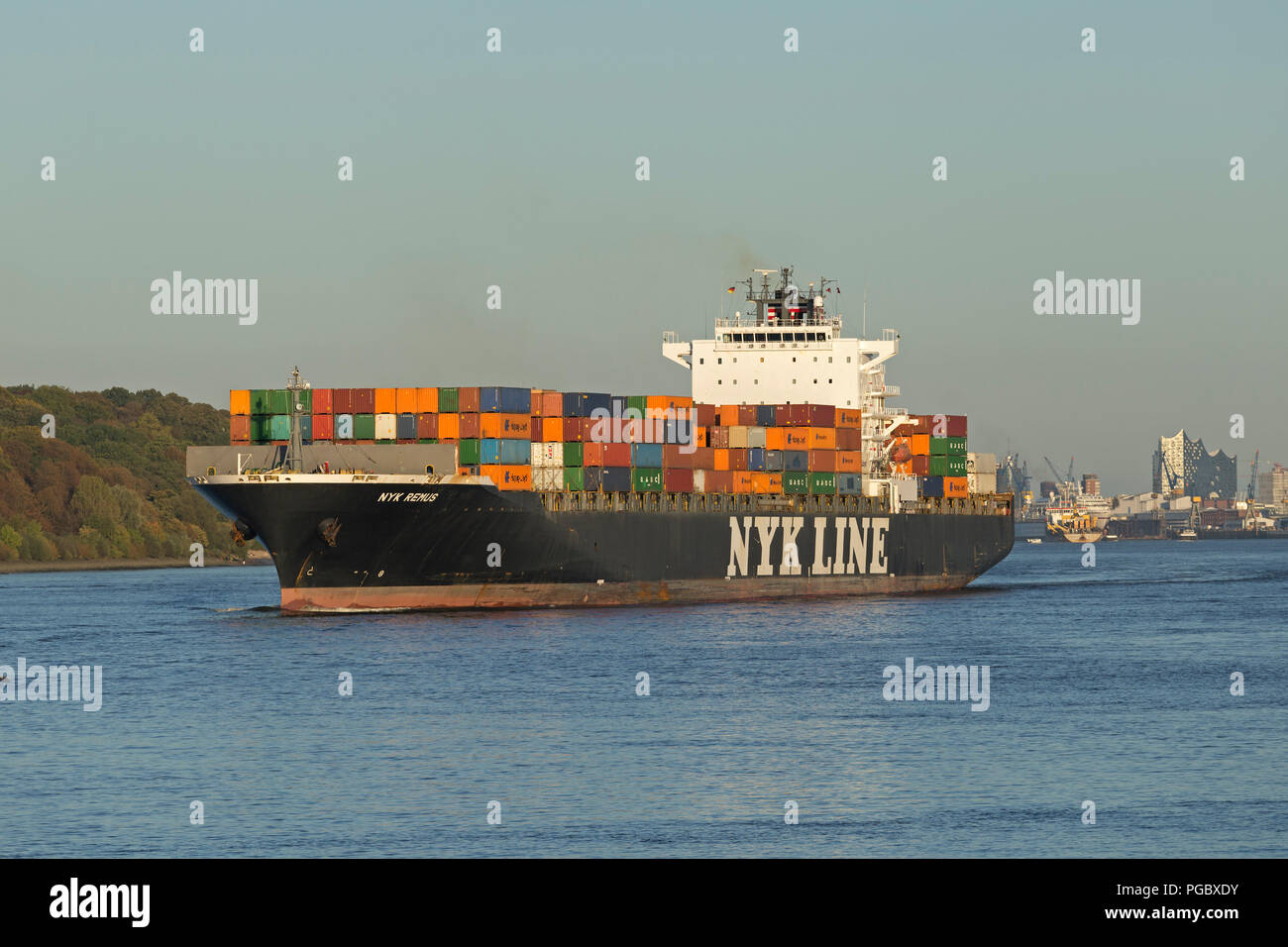 container ship Nyk Remus, Finkenwerder, Hamburg, Germany Stock Photo ...