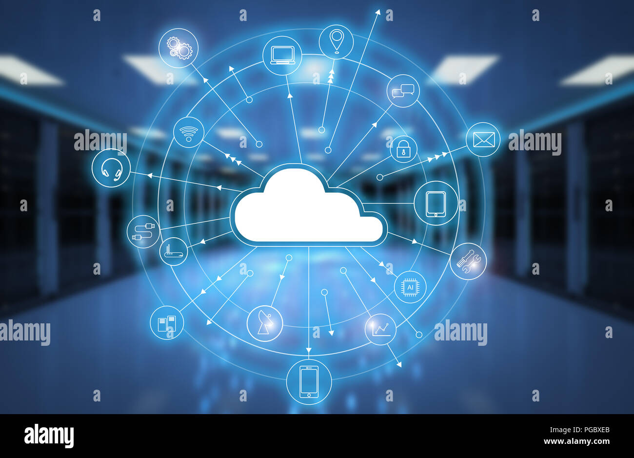 3d rendering cloud computing technology in server room Stock Photo - Alamy