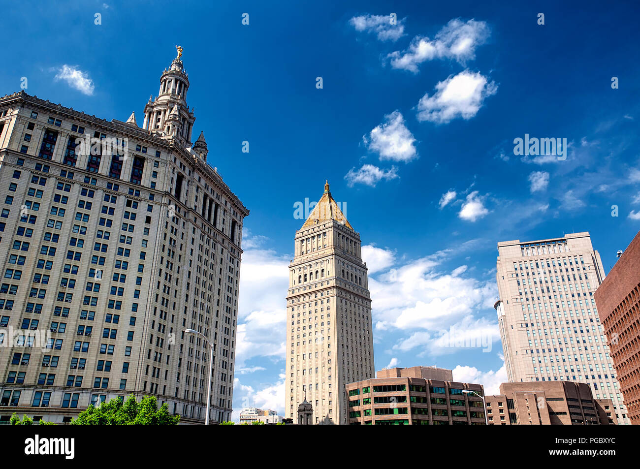 The exterior of the manhattan municipal and other buildings in lower ...