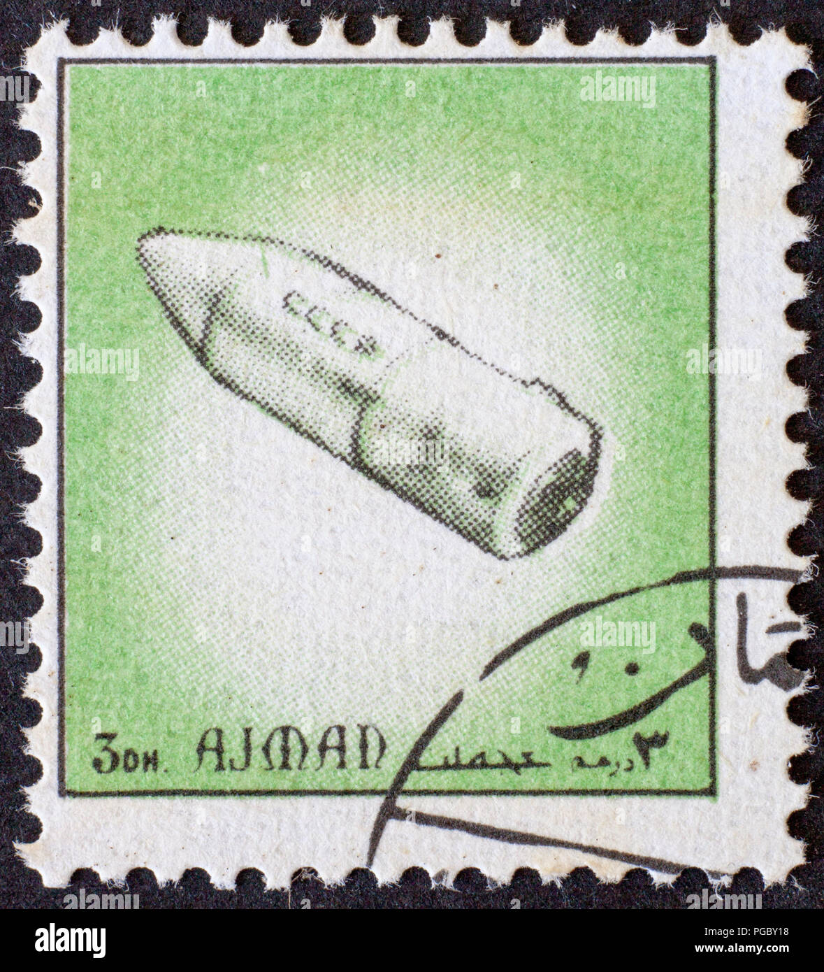 AJMAN/MANAMA - CIRCA 1972: Postage stamp printed by Ajman about history ...