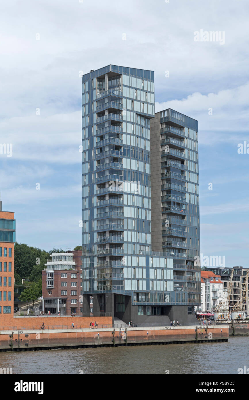 office buildings at the waterfront, River Elbe, Altona, Hamburg ...