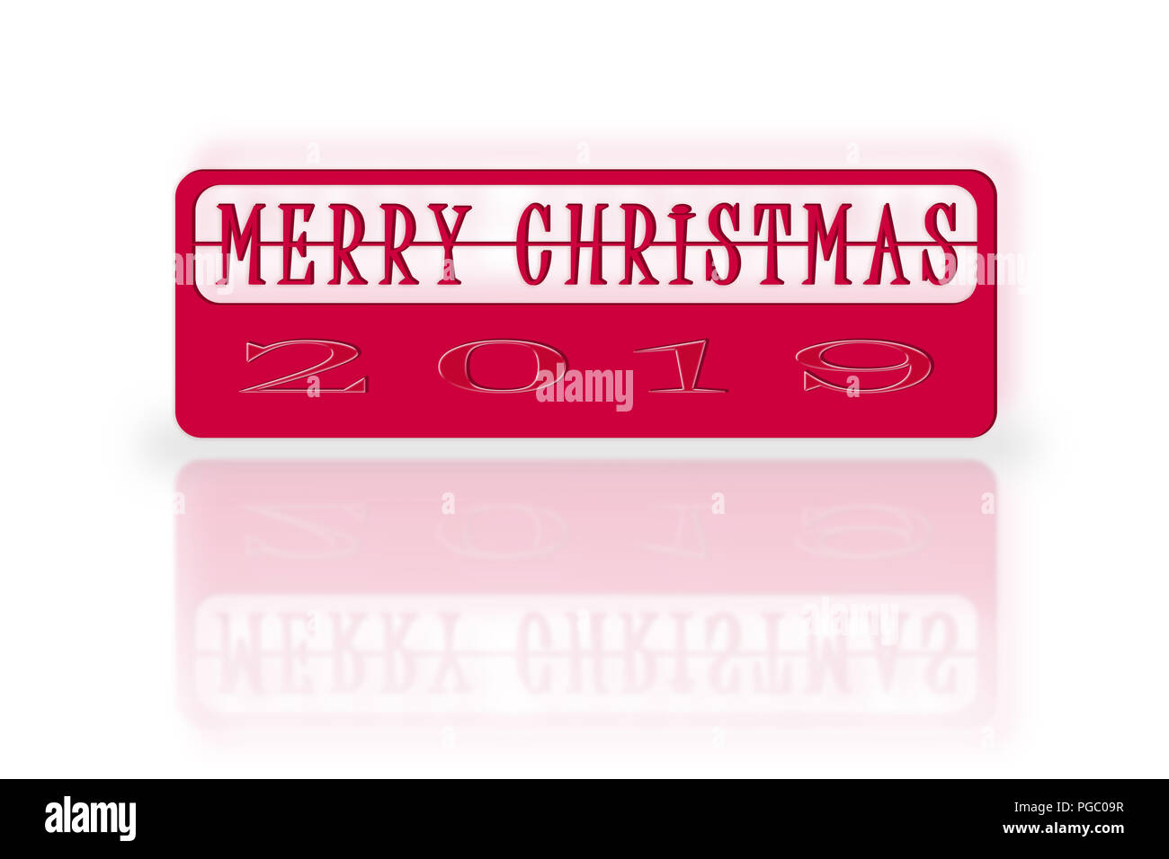 Illustration for Christmas 2019 greetings with reflection and shadow on ...