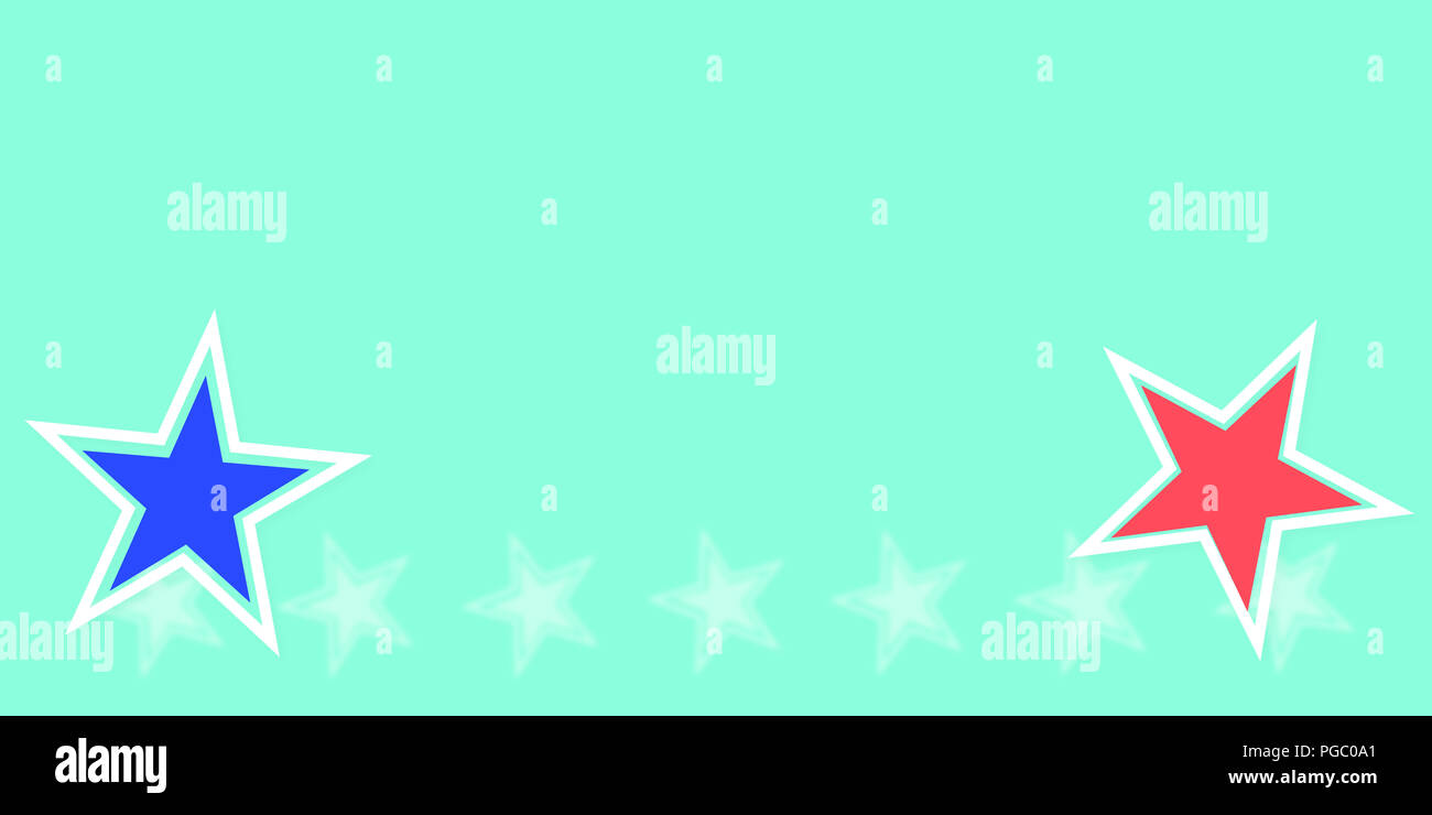 red blue stars on a cyan colored background - geometric shapes ...