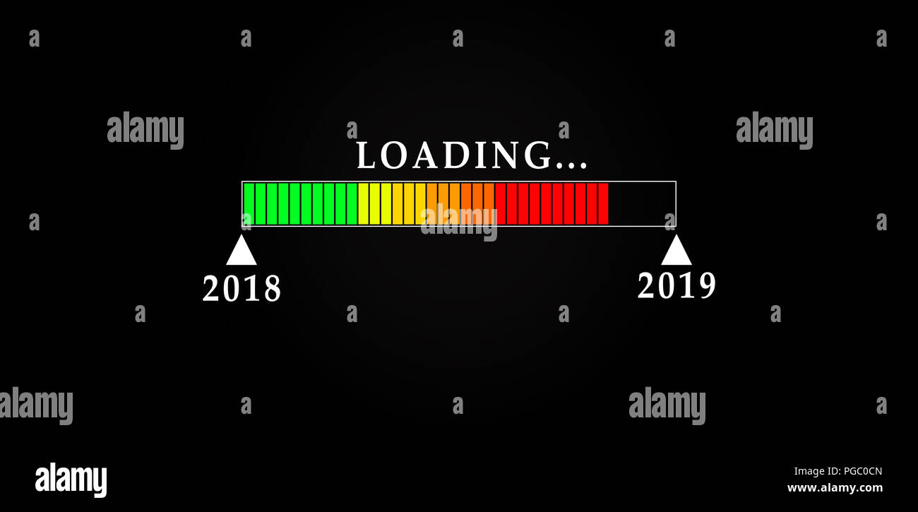 Graphical download scale for 2019 on a black background Stock Photo - Alamy