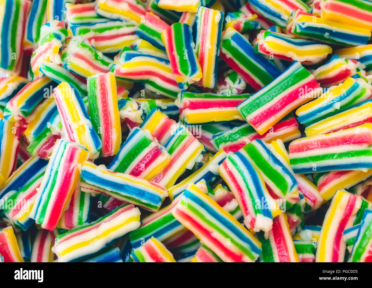 Full frame closeup of multi-colored candy chews / sweets Stock Photo ...
