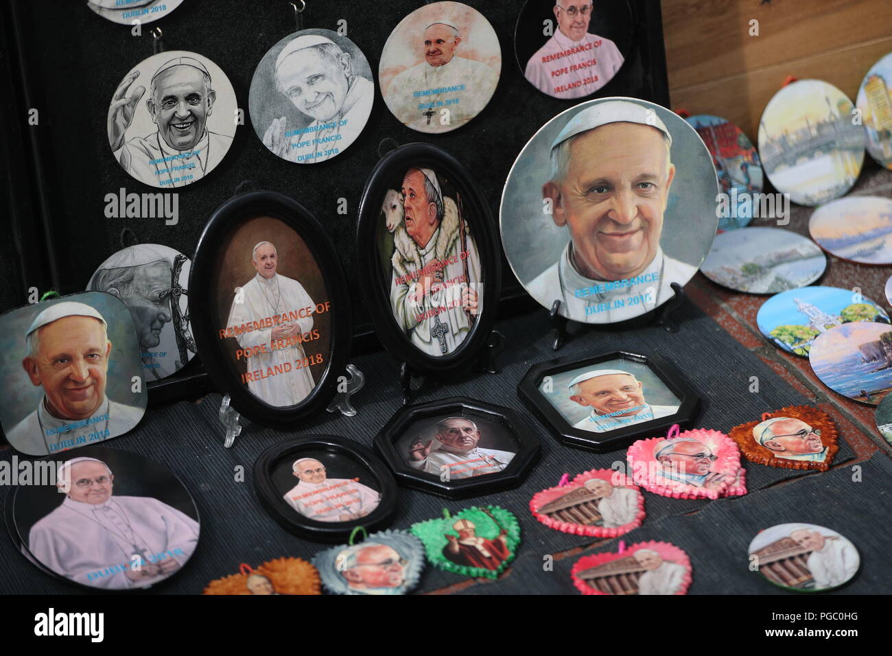 Pope Francis memorabilia on sale on O'Connell Street, Dublin as Pope ...