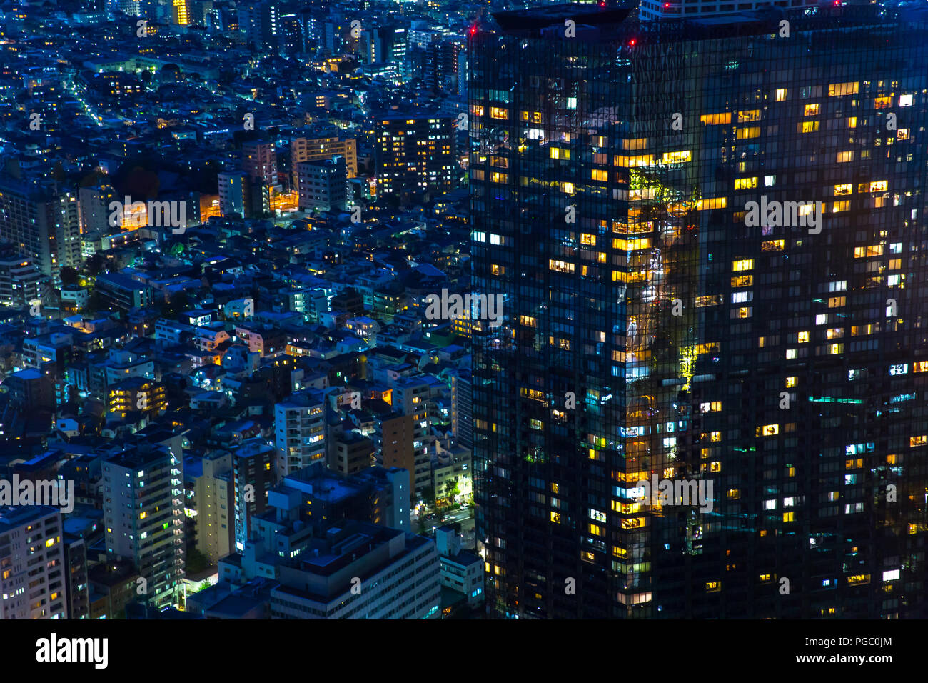 Night Tokyo city office building metro view Stock Photo - Alamy