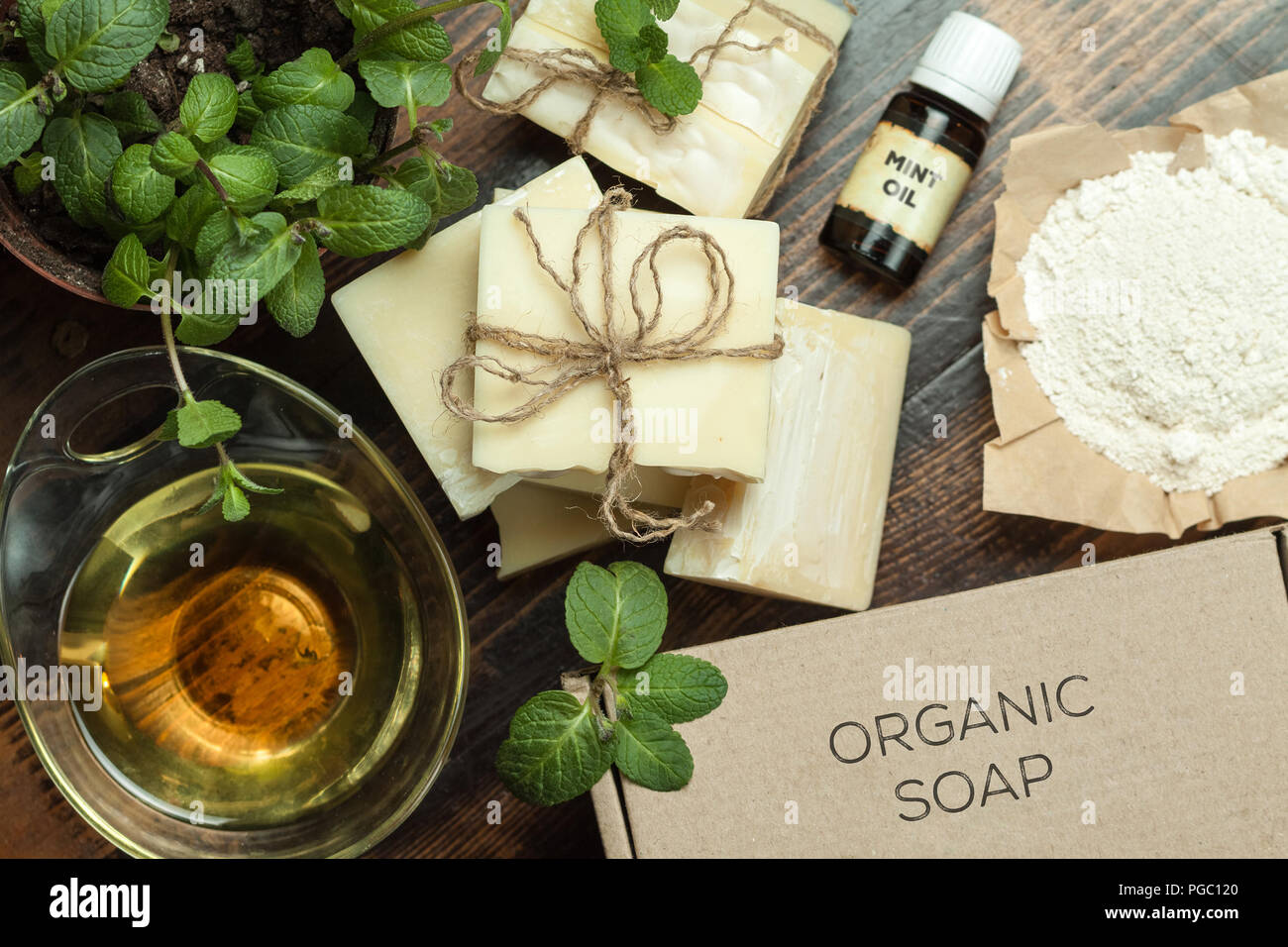 Organic handmade soap with mint oil Stock Photo - Alamy