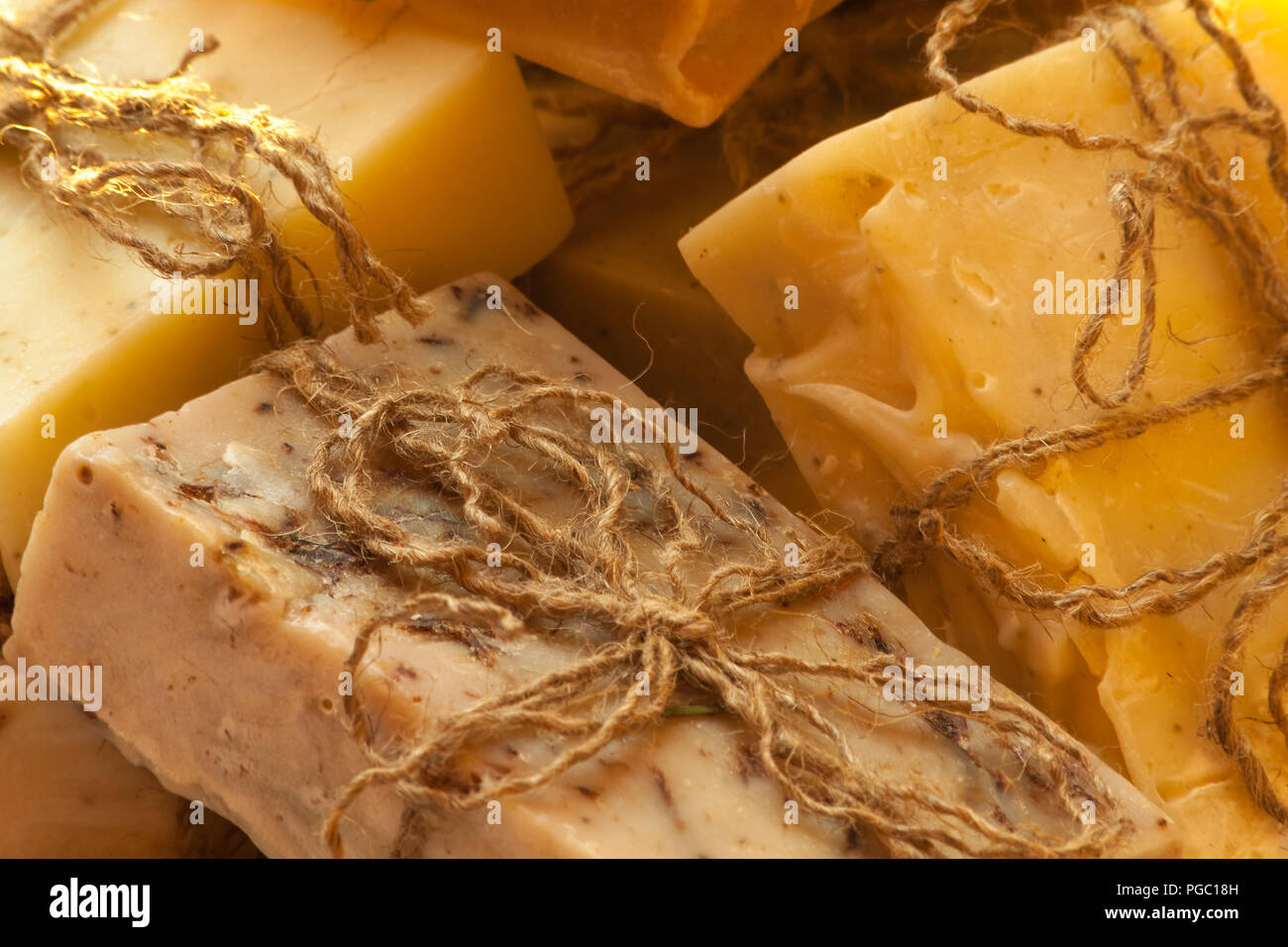 Organic handmade soap. A lot of slices Stock Photo - Alamy