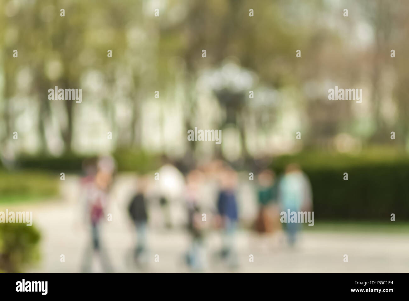 Spring blurry city. Defocused cityscape background. Blurry architecture ...