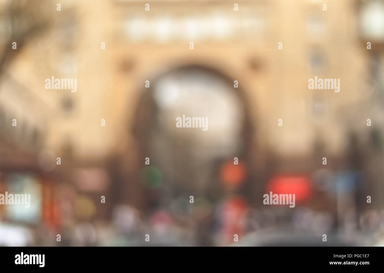 Spring blurry city. Defocused cityscape background. Blurry architecture ...