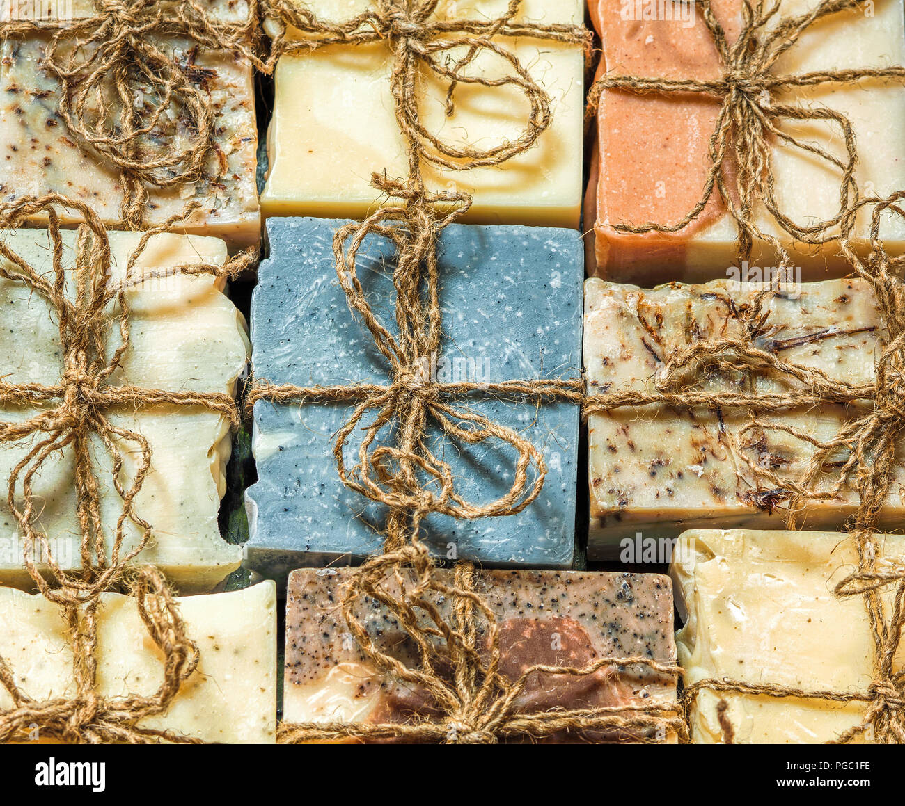 Organic handmade soap. A lot of slices Stock Photo - Alamy