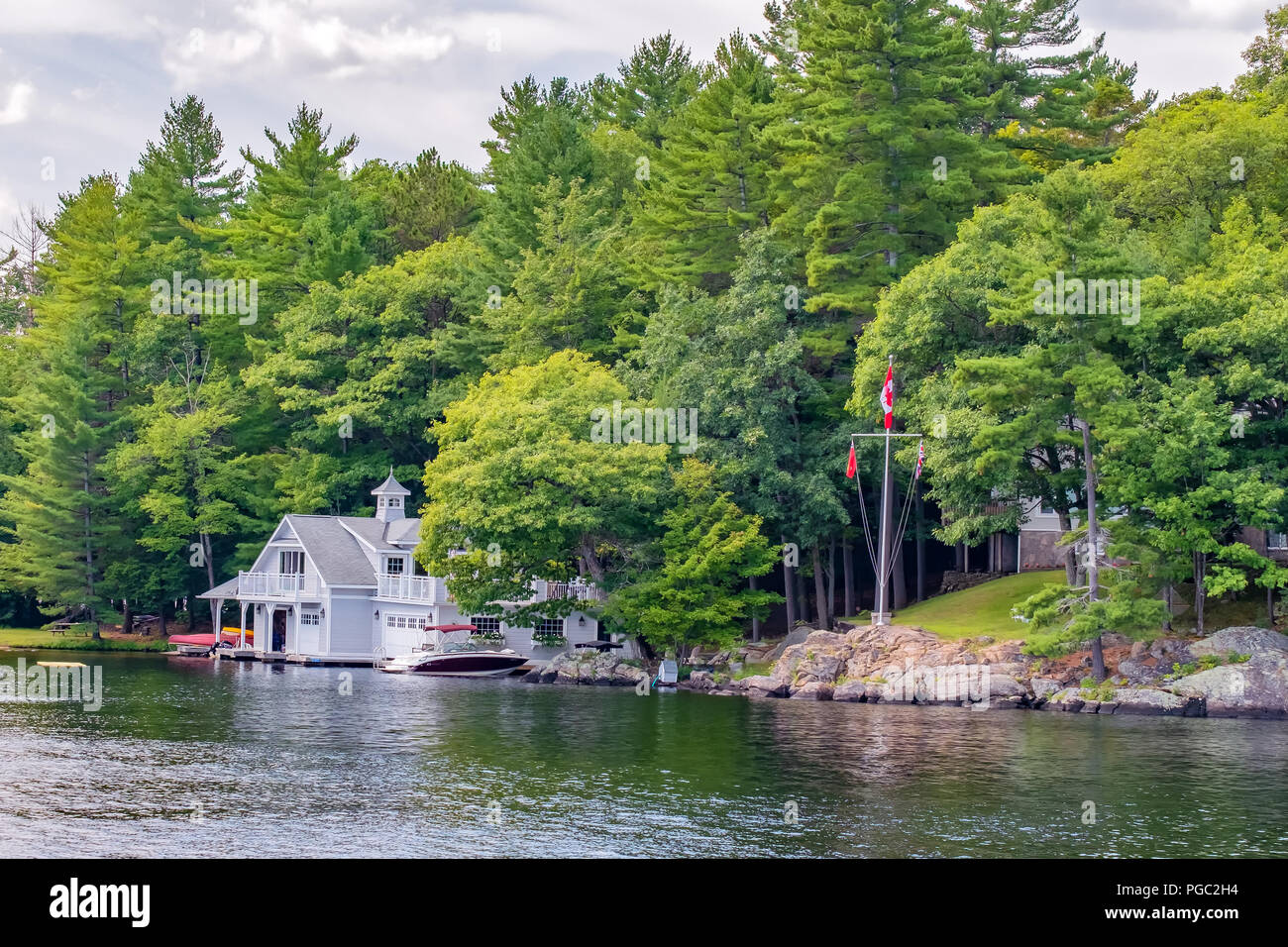 Boathouse, part of a summer home complex on Lake Muskoka. The district ...