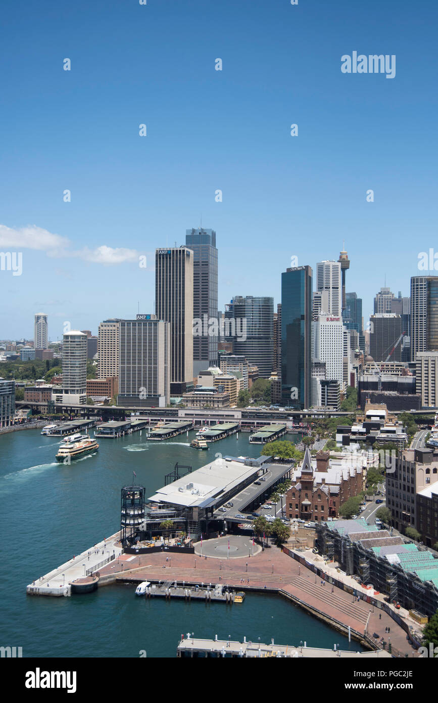 View from Sydney Harbour Bridge Pylon lookout, looking towards Circular ...