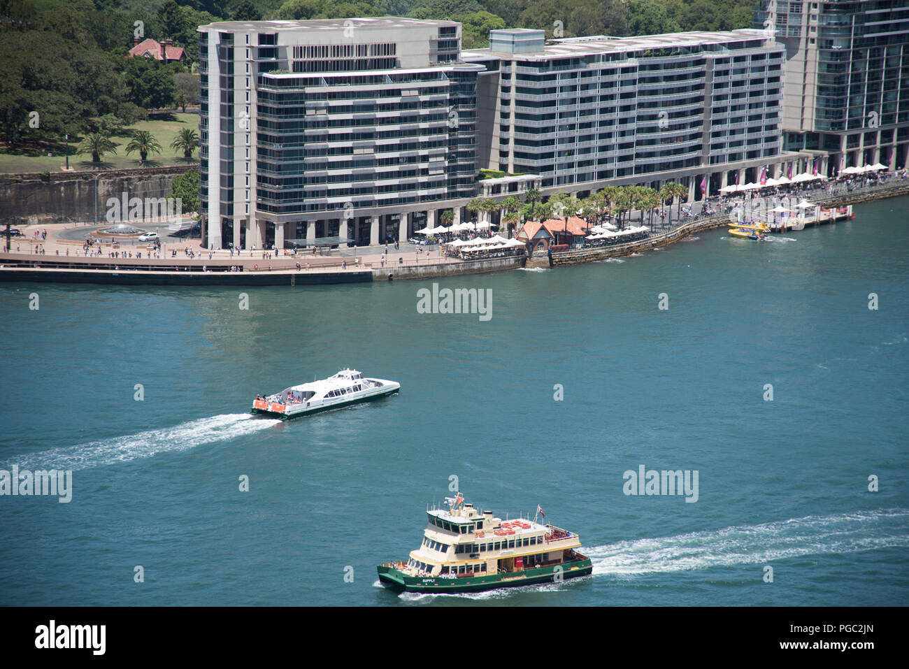 View from Sydney Harbour Bridge Pylon lookout, looking towards Circular ...