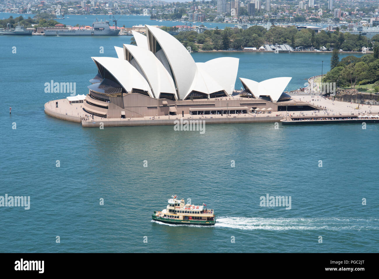View from Sydney Harbour Bridge Pylon lookout, looking towards Sydney ...