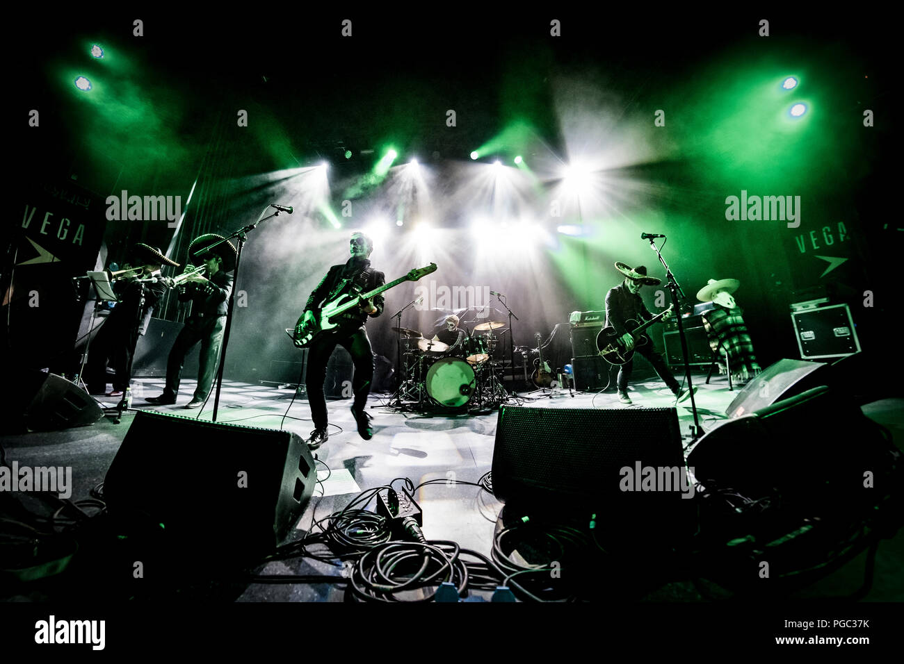 Denmark, Copenhagen - August 20, 2018. The Danish psychobilly, surf ...