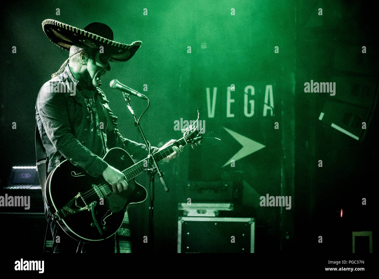 Denmark, Copenhagen - August 20, 2018. The Danish psychobilly, surf ...
