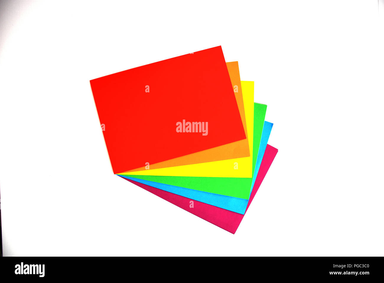 Colored a4 sheets on white background red color Stock Photo - Alamy