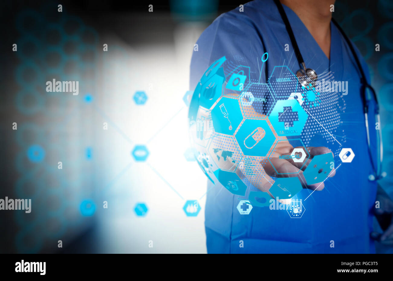 Health care and medical services concept with world or global form and ...