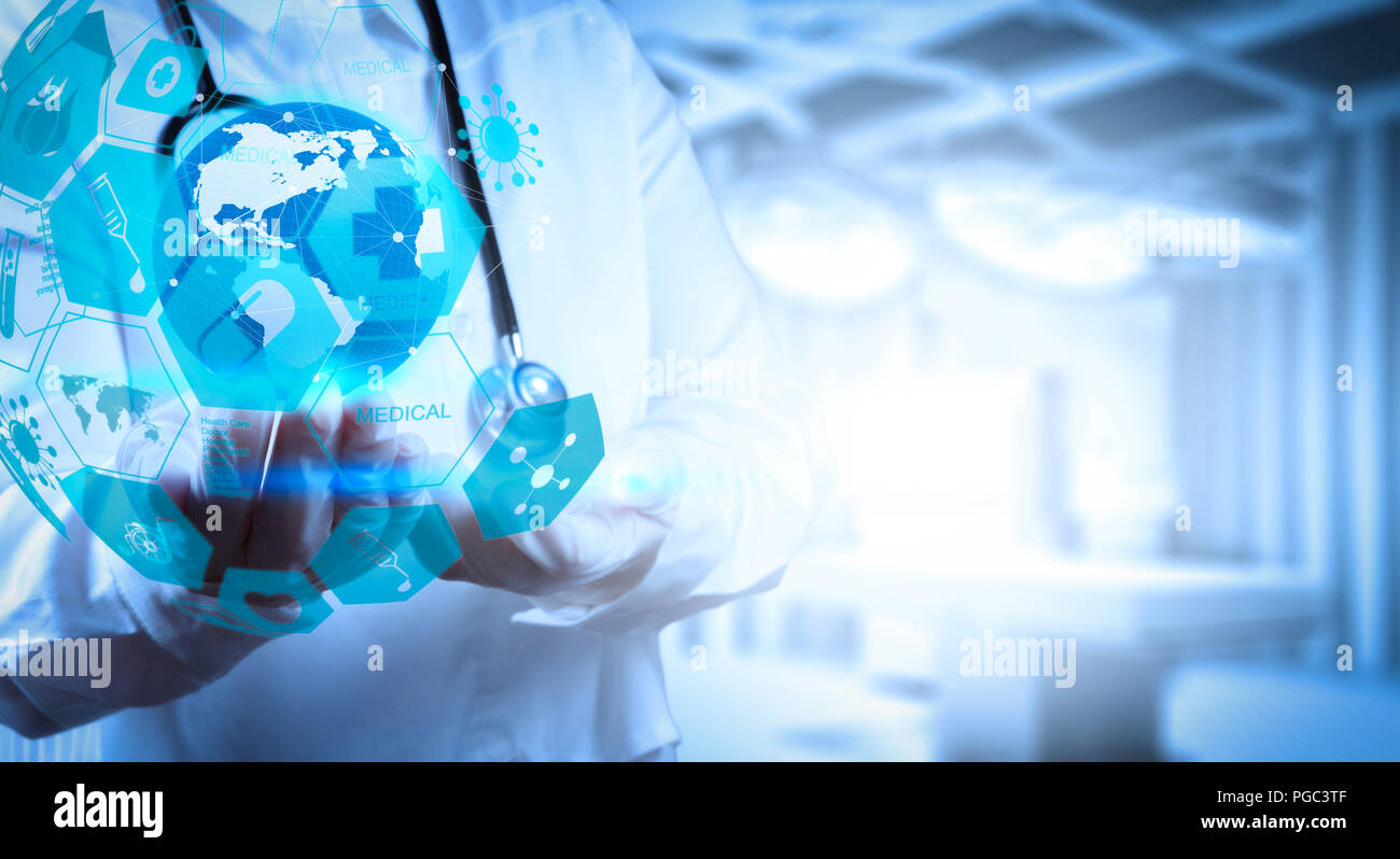 Health care and medical services concept with world or global form and ...