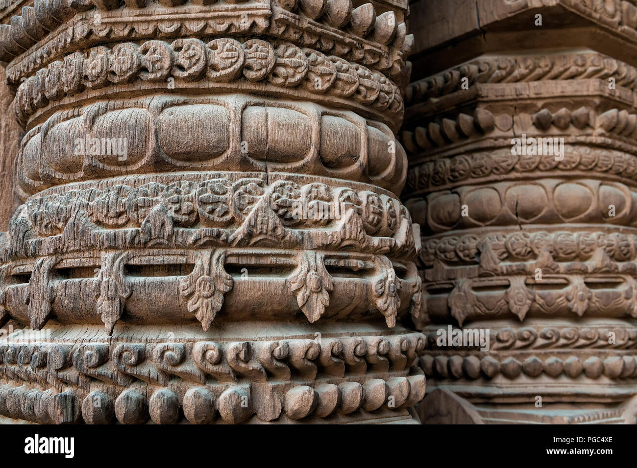 Basantapur Durbar, Kathmandu Durbar Square, Nepal - Intricate pillar ...