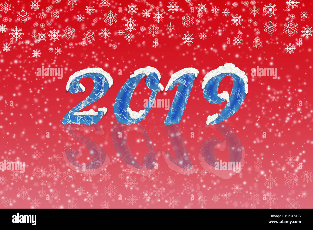 Number 2019 with reflection on a red gradient background Stock Photo ...