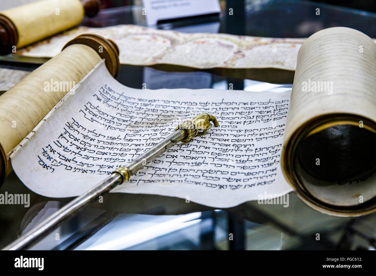 Italy Veneto Padova: Jewish museum -Ester's roll. Manuscript on ...