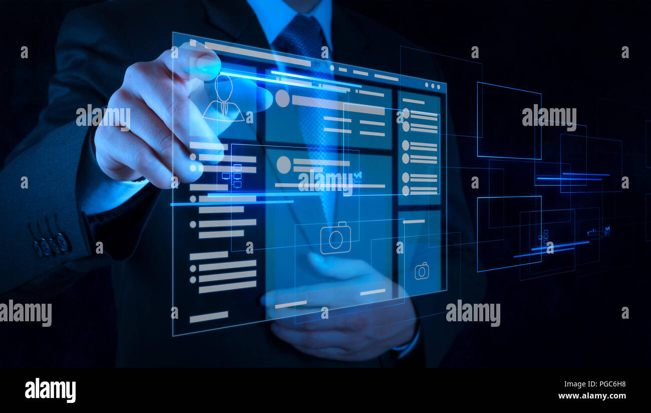 Web page browser of Social media Page VR Interface on the laptop ...