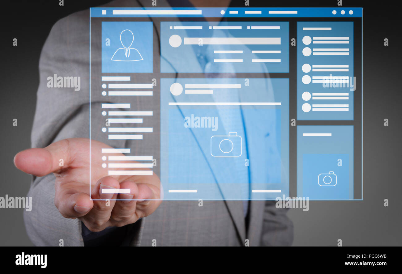 Web page browser of Social media Page VR Interface on the laptop ...