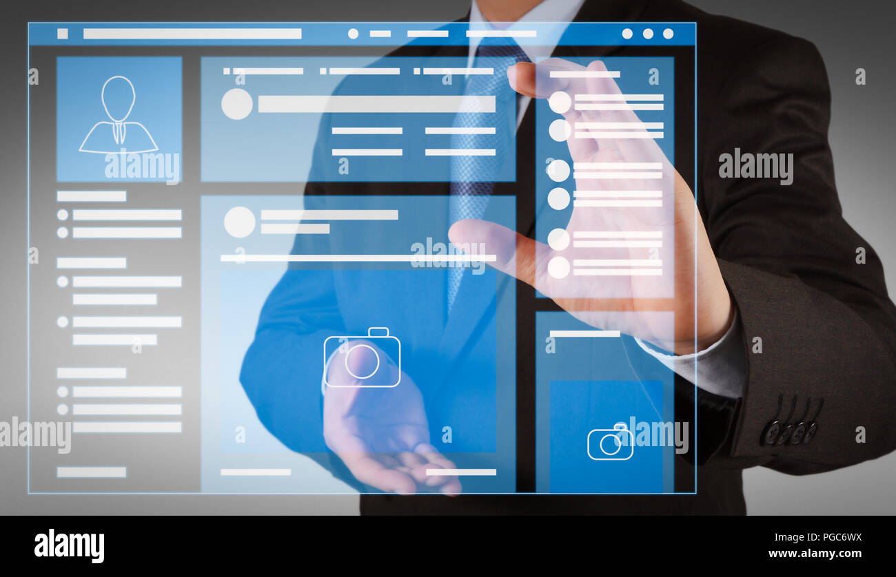 Web page browser of Social media Page VR Interface on the laptop ...