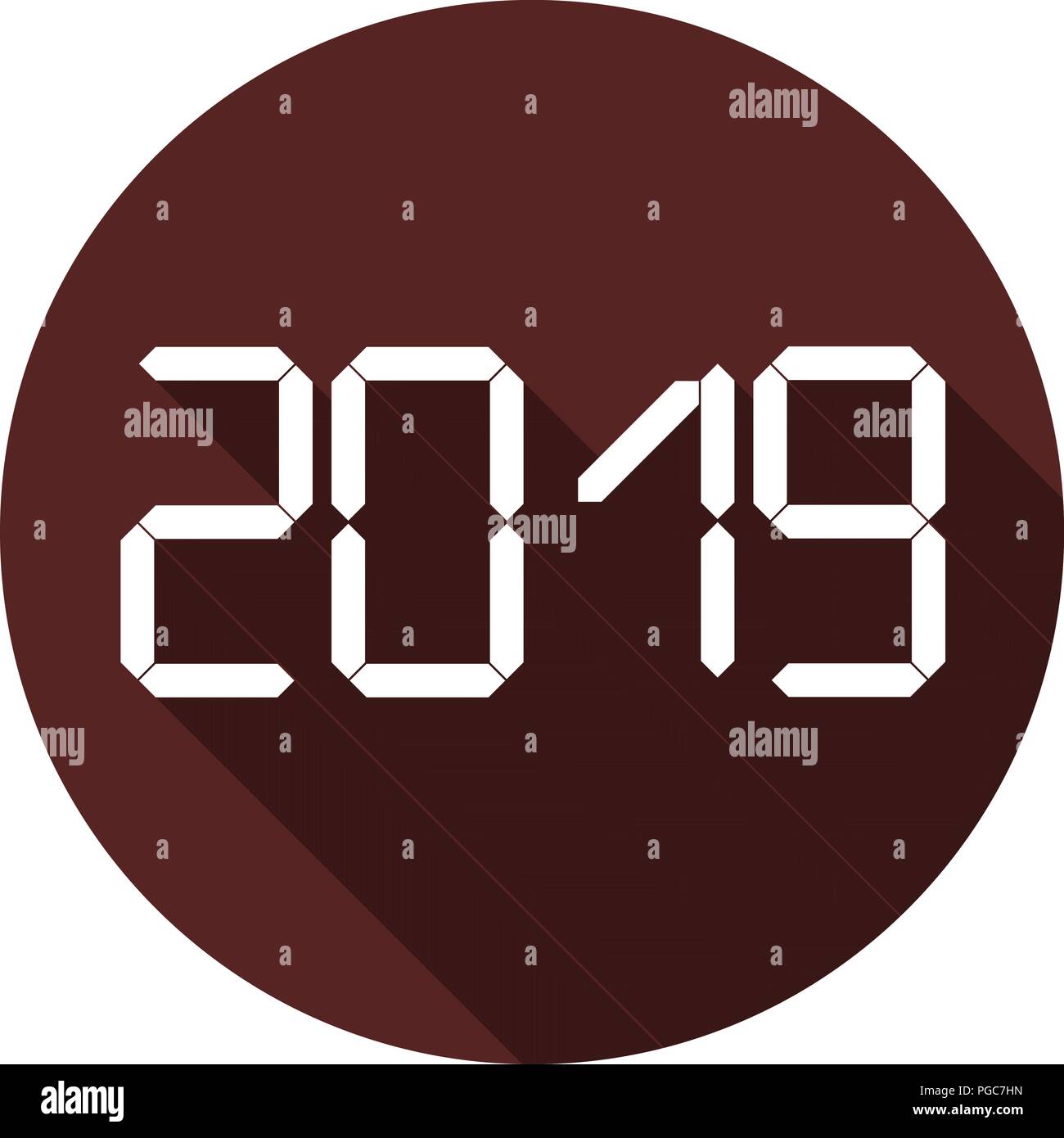 Icon with the designation of 2019. White flat number with long shadow ...