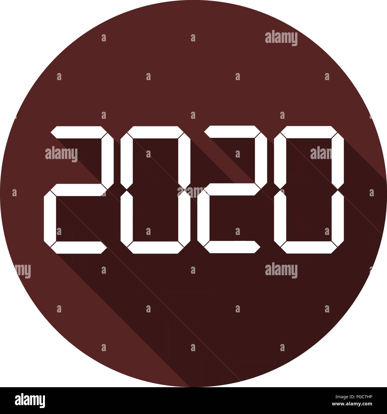 White flat numbers with long shadows. Icon with the designation of 2020 ...