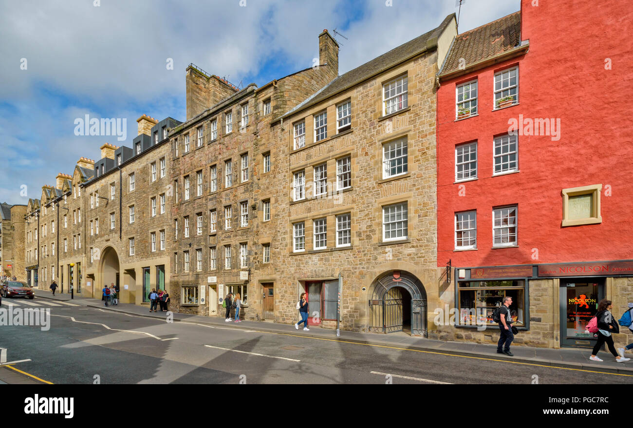 EDINBURGH SCOTLAND CANONGATE BUILDINGS ALONG THE ROYAL MILE Stock Photo ...