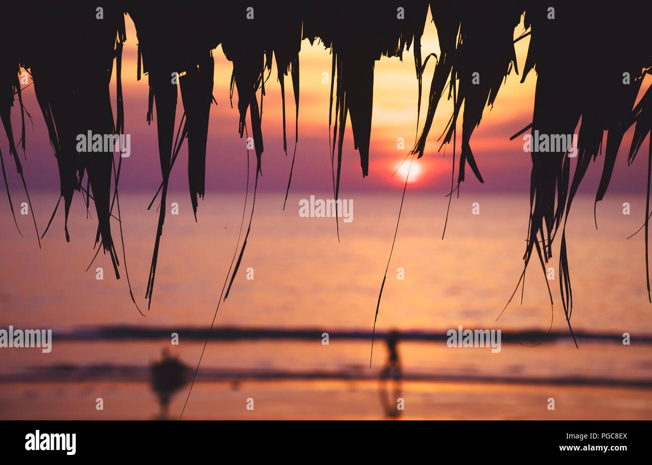 Watching Beautiful Sunset From A Simple Beach Shack Thailand, south ...