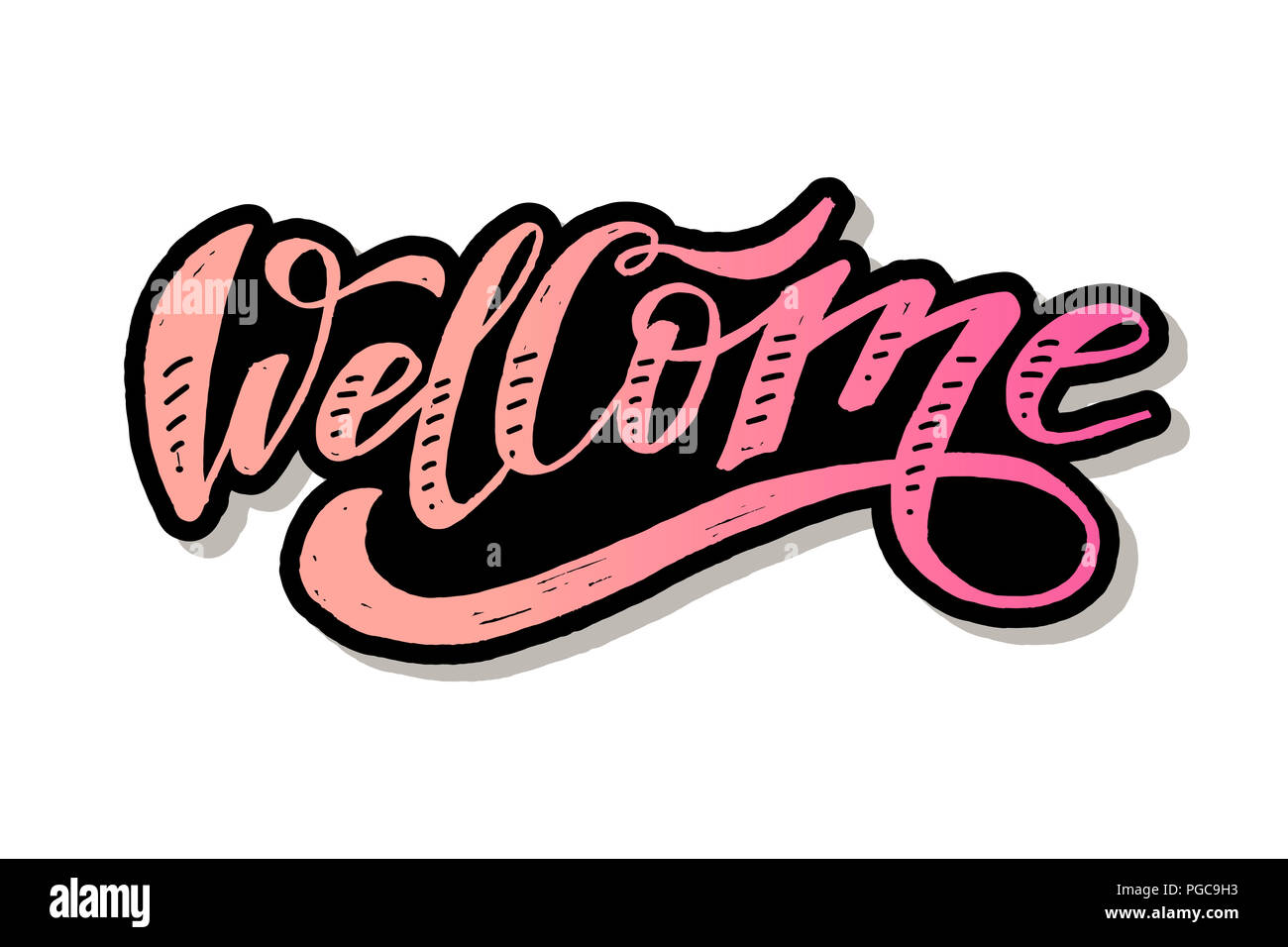 Welcome Brush Lettering Card Calligraphy High Resolution Stock ...