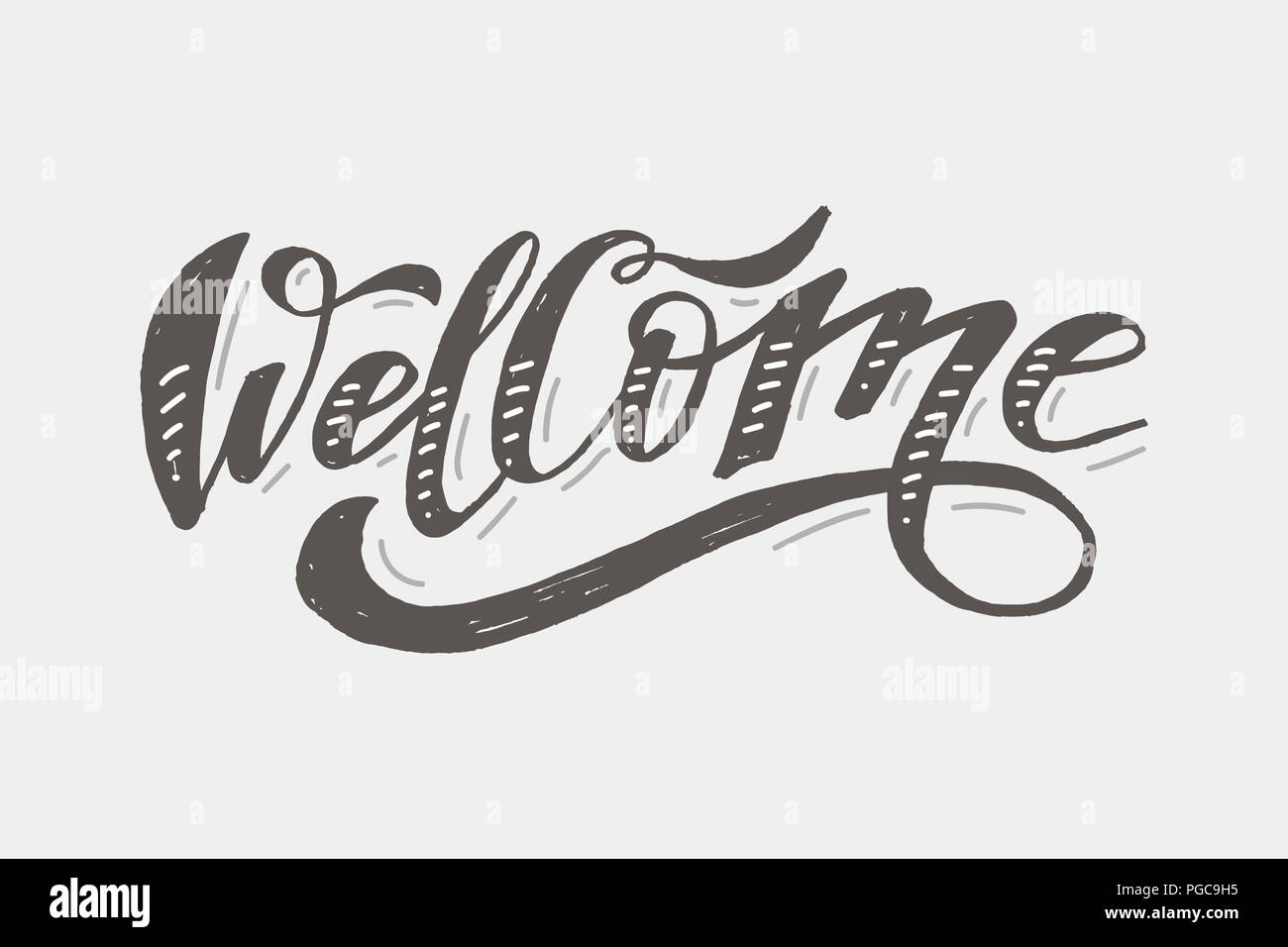 Welcome Brush Lettering Card Calligraphy High Resolution Stock ...