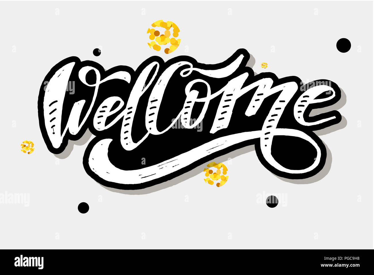 Welcome Brush Lettering Card Calligraphy High Resolution Stock ...