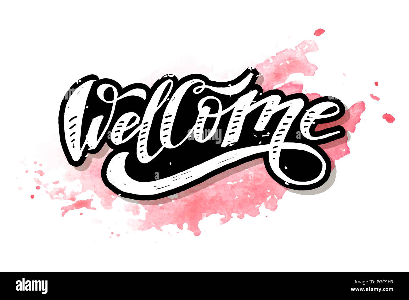 Welcome Brush Lettering Card Calligraphy High Resolution Stock ...